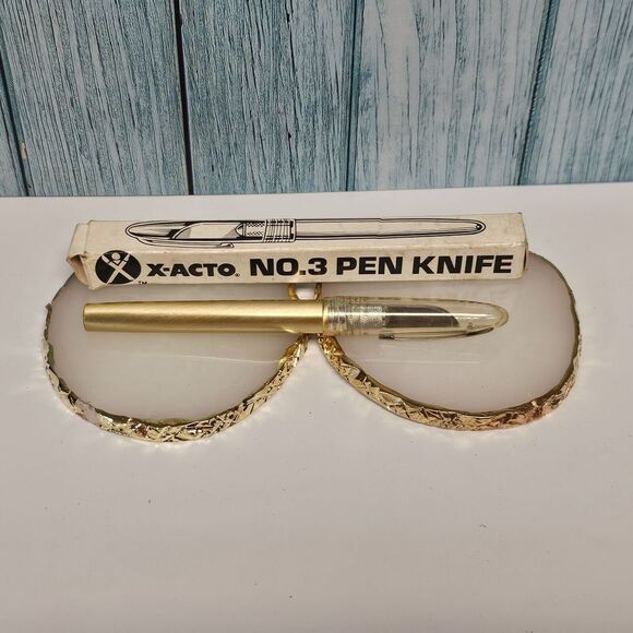 Kitchen | Vintage Xacto Pen Knife Gold Tone Metal Barrel No 3 Safety ...